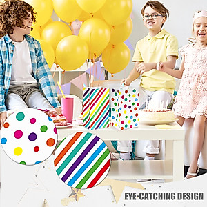 JOHOUSE 100PCS Party Favor Bags, Treat Bags with Stickers Colorful Stripe Dot Gift Bags for Kids Birthday Party Baby Showers 4.7" x 3.1" x 8.7"