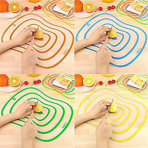 WEISHA Flexible Cutting Board 1PC Chopping Board Plastic Easy Cleaning Cutting Plate Hangable Non-Slip Frosted Home Kitchen Accessories(M,Orange)