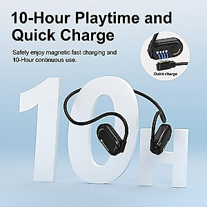 MeloAudio Open-Ear Headphones Bluetooth Earbuds, Running Headphones with Noise Cancellation Mic, Bass Up, Waterproof, Secure Fit, Super Lightweight Wireless Headphones for Gym, Workout, Sports