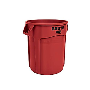 Rubbermaid Commercial Products BRUTE Heavy-Duty Round Trash/Garbage Can, 10-Gallon, Red, Waste Container Home/Garage/Office/Stadium/Bathroom