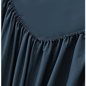 LONAVA Twin Size Sheets Set - 4 Piece Set Wrinkle Free Hotel Luxury Oeko-TEX Sheets and Pillowcases Set, Silky Soft Microfiber Bed Sheets, Breathable and Elastic, 16-Inch Deep Pockets, Navy Blue