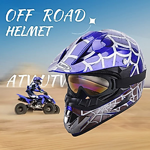 OUMURS DOT Youth ATV Helmet with Gloves Goggles for Youth Boys Girls 5-14 Ages,Kids Dirt Bike Helmets Motocross BMX MX UTV Snowmobile Go Kart Full Riding Racing Skateboard Protective Safter