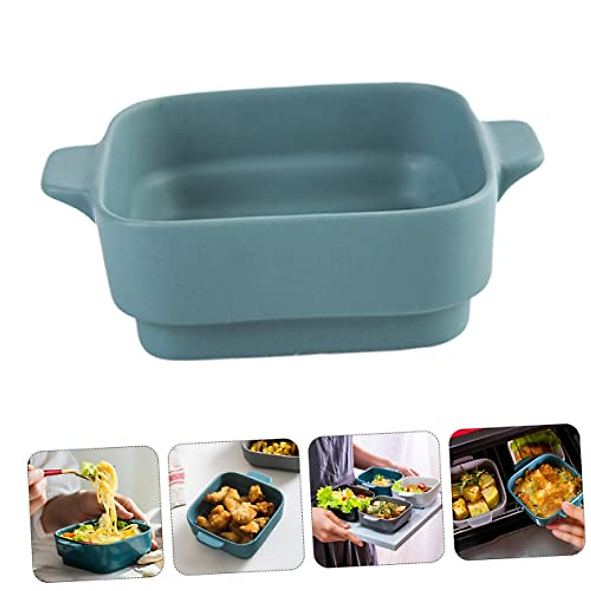 1pc Ceramic Bakeware Ceramic Bread Pan Square Cupcake Pans Ceramic Bread Loaf Pan Ceramic Cookie Sheet Porcelain Lasagna Plate Ceramic Tart Pan Rice Plate Rice Bowl Kitchen Supply/1533 (Color : Green