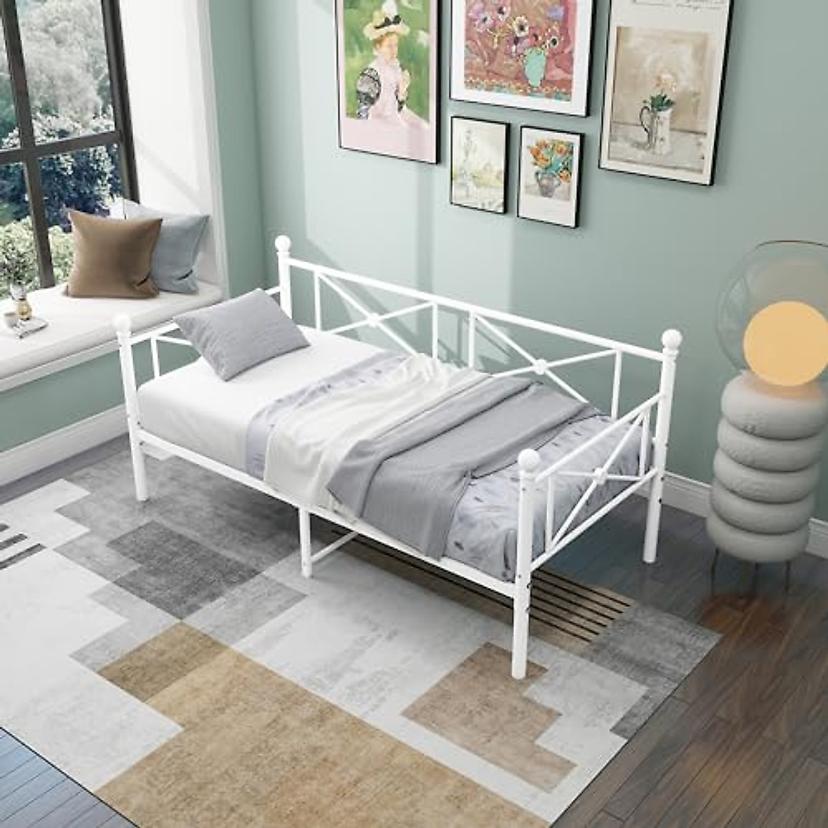 ARFARLY Sofa Bed Daybed Frame Multifunctional Mattress Foundation Premium Steel Slat Support Sofa Bed Frame with Headboard,Twin,Twin XL