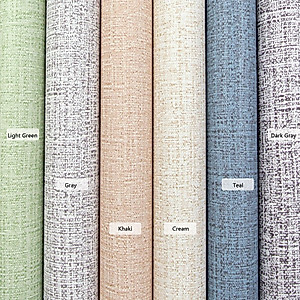 Yancorp 10ft Textured Fabric Cream Wallpaper Faux Grasscloth Beige Peel and Stick Self-Adhesive Linen Removable Wallpaper Cabinets Counter Top Liners