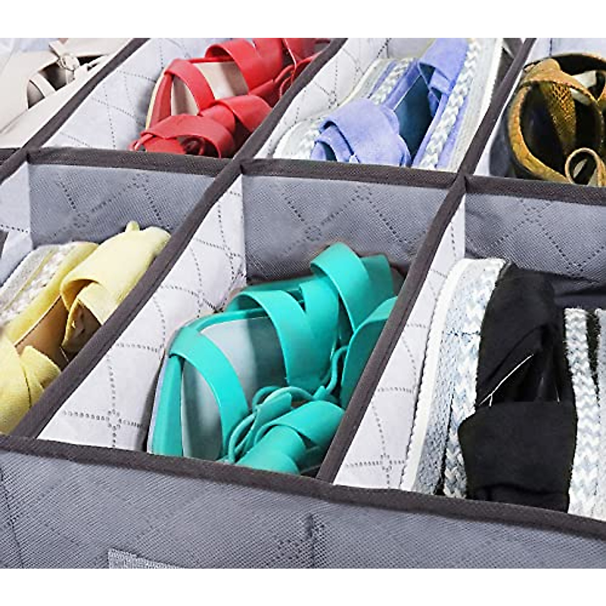2 Pack Under Bed Shoe Storage Organizer Bag with Lid and Zipper Foldable Underbed Storage Container Under Bed Shoe Storage Solution 80×63×15cm