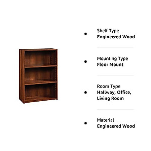Sauder Beginnings 3-Shelf Bookcase, Brook Cherry finish