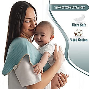 CM SHEEPCOTTON Turkish Muslin Burp Cloths0 Cotton 6 Pack Large 4 Layers Extra Absorbent Soft and Breathable Feston Stitch (Pastel Colors)