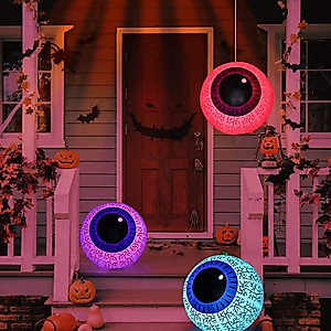 Halloween Decorations 24 inch Halloween Inflatable Ghost Eyeball with Built-in Battery Powered RGB LED Light Suitable for Indoor Outdoor Yard Party Halloween Decor with Remote Controller