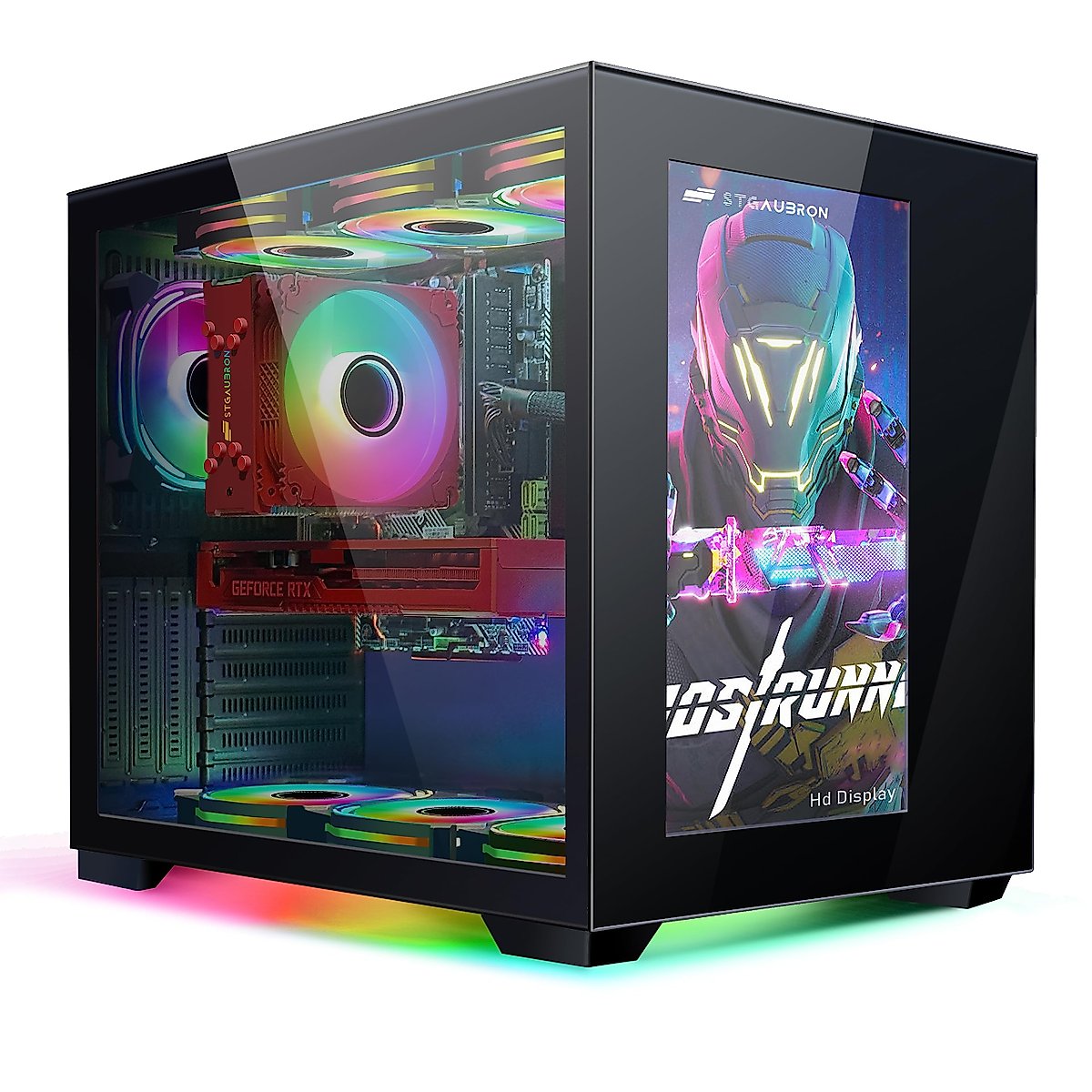 STGAubron Gaming Desktop PC,Intel Core i7-11700KF up to 5.0G,32G DDR4,2T SSD,GeForce RTX 3070 8G GDDR6,600M WiFi,BT 5.0,RGB Fan x 9,RGB Keyboard&Mouse,RGB Mouse Pad,W11H64