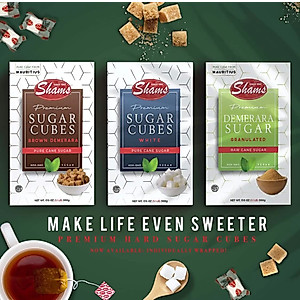 Shams Kosher Sugar Cubes – White Pure Cane Sugar Cubes, Non-GMO, Vegan, Certified Kosher - Individually Wrapped Sugar Cubes for Coffee, Cocktails, Tea 17.6 Ounce