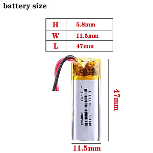 Liter 3.7V 380mAh 601148 Lipo Battery Rechargeable Lithium Polymer ion Battery Pack with Two Lines