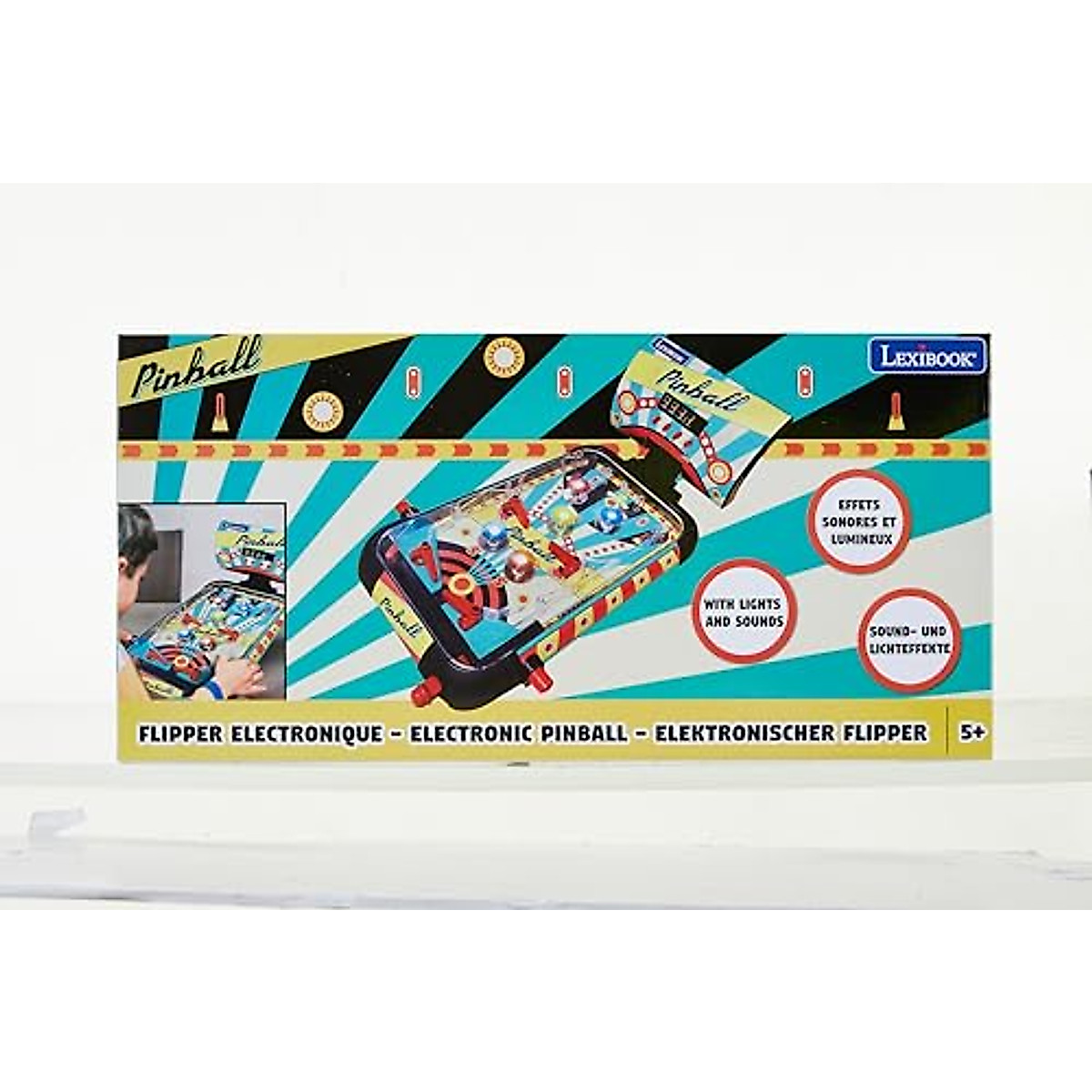 Lexibook Table Electronic Pinball, Action and Reflex Game for Children and Family, LCD Screen, Light and Sound Effects, JG610