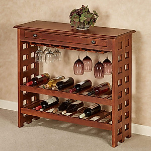 Touch of Class Colborn Wine Rack Table - Regal Walnut - Made of Wood - Traditional Style - 18 Bottle Holder Display - Rustic Racks for Living Room, Storage - Mission Style - Wine Bar