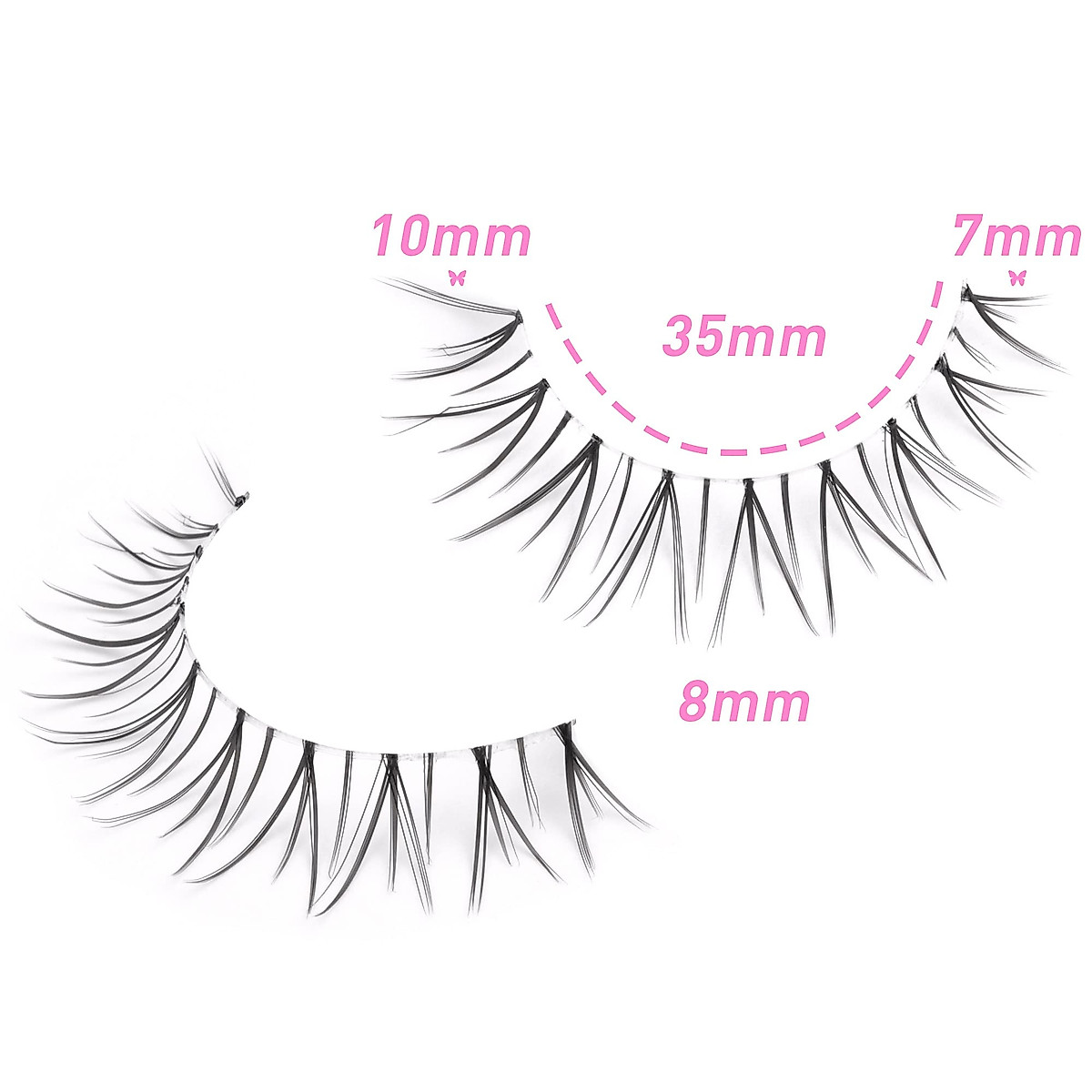 False Eyelashes Wispy Short Cat Eye Lashes Natural Look Clear Band Soft Fake Eyelashes 10 Pairs Pack Japanese Lashes 10mm Korean Asian Spiky Lashes by FANXITON