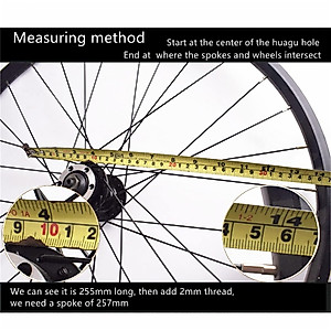 Kerjio Bicycle 14g Spokes Road Spokes with Nipples Black Bicycle Spokes 258MM