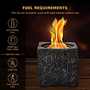 Tabletop Fire Pit Bowl, Portable Fireplace Indoor Outdoor, Tabletop Fireplace, Mini Portable Fireplace Imitation Carbonized Wood,Stylish Table Top Fire Pit for Patio Table Top Fire