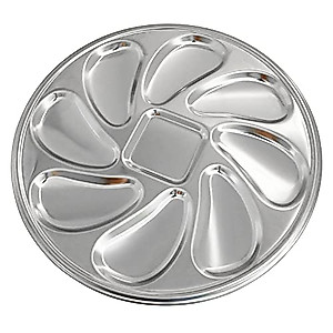 BLLNDX Oyster Tray 9inch/23cm Stainless Steel Oyster Shell Shaped Kitchen Oyster Dinner Plate Serving Seafood Server Plate Clam Oyster Serving Grilling Pan