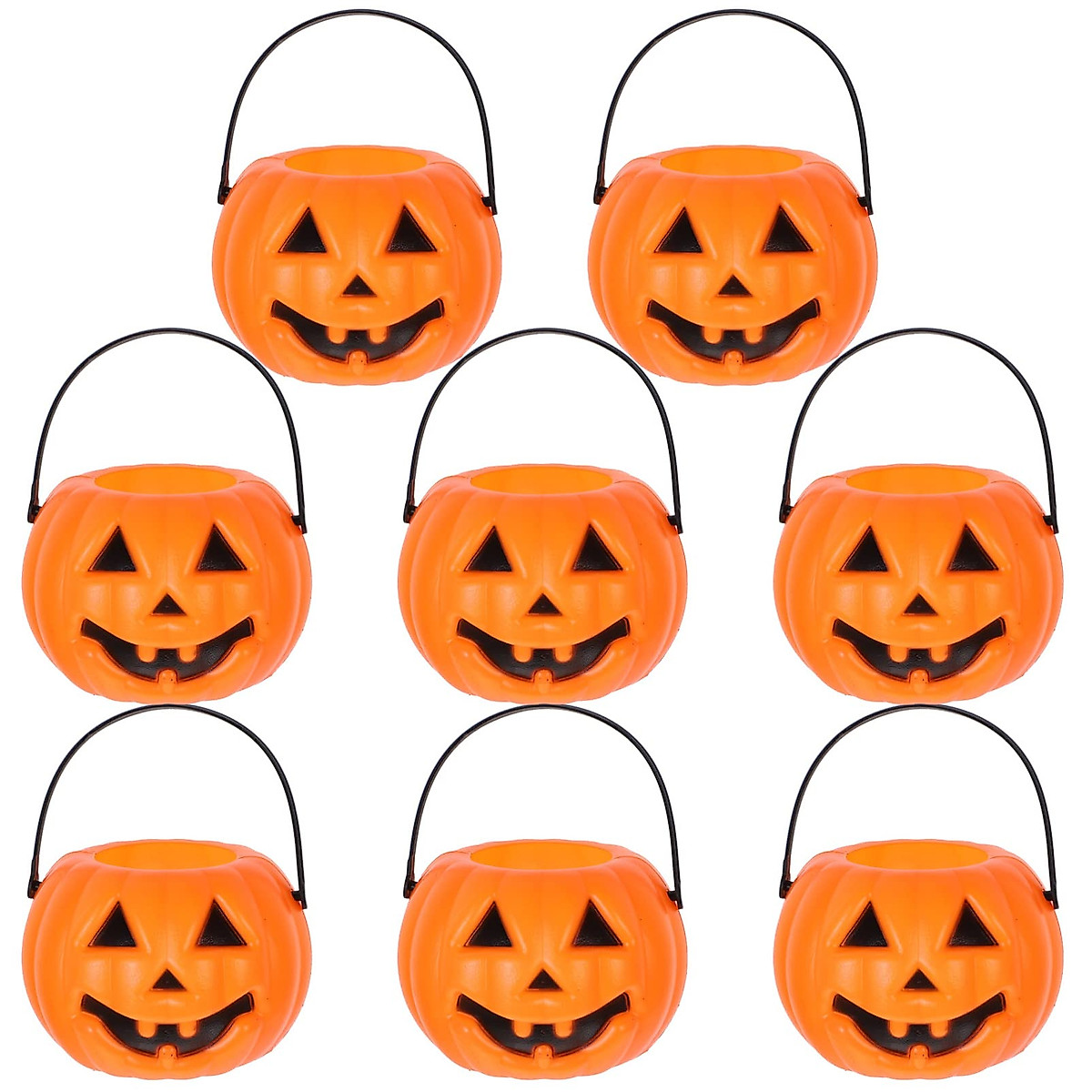 NUOBESTY Halloween Candy Bucket, 8pcs Small Halloween Pumpkin Bucket Trick or Treat Bucket Pail Water Bucket Party Candle Holder |3.35 x 2.17 x 1.77 inches
