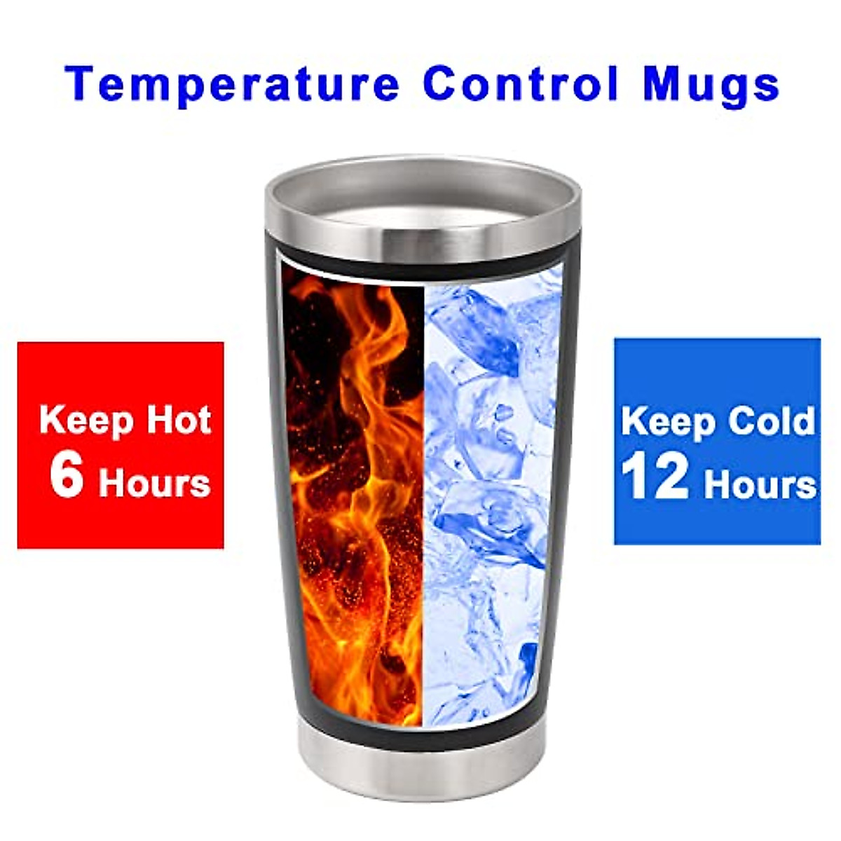 Wotermly Travel Coffee Mugs with Lid, Blue Insulated Coffee Mugs, Reusable Temperature Control Coffee Cups Tumblers, 20oz Stainless Steel Double Wall Vacuum Coffee Travel Mug, 1 Blue