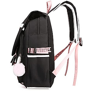 Korean Laptop Backpacks Daypack Black Casual Bags Outdoor Hiking Travel Bag for Women…