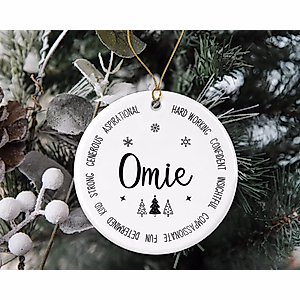 GreenStar Gifts Descriptive Omie Ornament, Best Omie Ever Ornament, Omie Xmas Keepsake Gift from Daughter Or Son, New Omie Ornament, First for Omie Printed on Both Sides