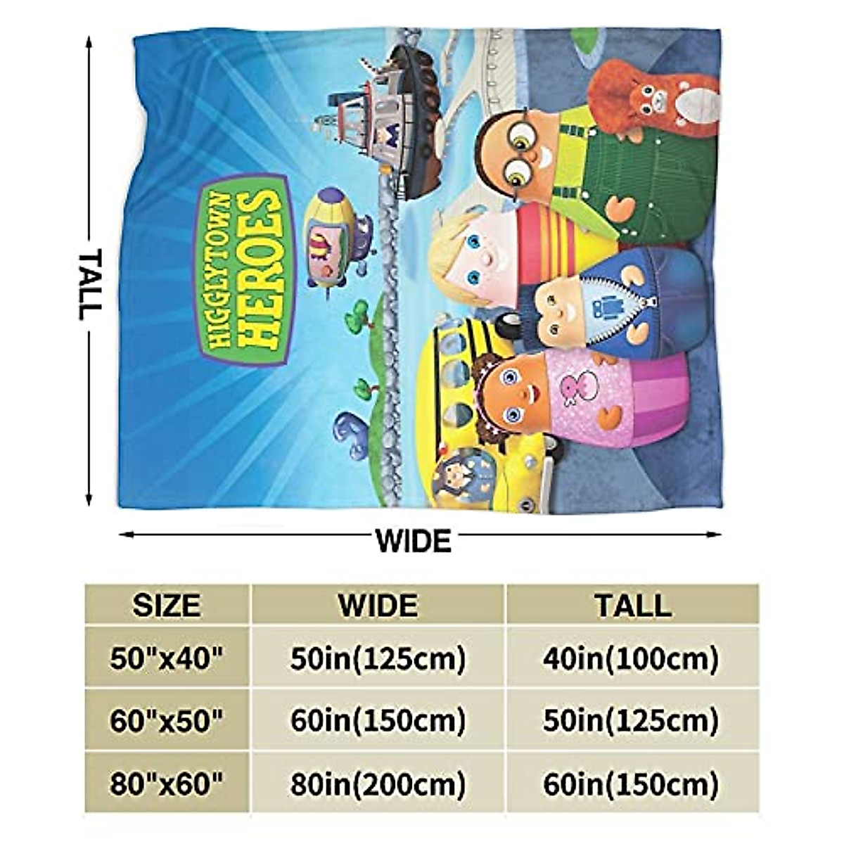 YSLPshop Higglytown Heroes Blanket Flannel Plush Anime Throw Blankets Ultra-Soft Micro Fleece Blanket Air Conditioning Blanket Quilt Home Decor Suitable for All Season Sofa Blanket 60"X50"