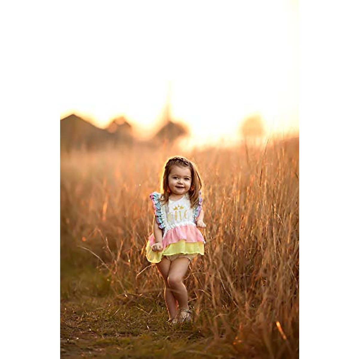 Newborn Infant Baby Girl One 1st Birthday Ruffle Sleeveless Romper Tutu Dress Jumpsuit Bodysuit Cake Smash Outfits (White-Crown, 6-12 Months)