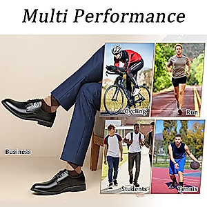 Yousu Mens Dress Socks Business Casual Solid Pattern Cotton Crew Sock 6 Pairs Pattern Brown