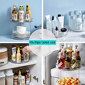 2 Tier Lazy Susan - 2 Pack 360 Degree Rotating Spice Rack - Turntable Cabinet Organizer for Cabinet, Fridge, Kitchen, Bathroom, Vanity Display Stand (2pack-9in)