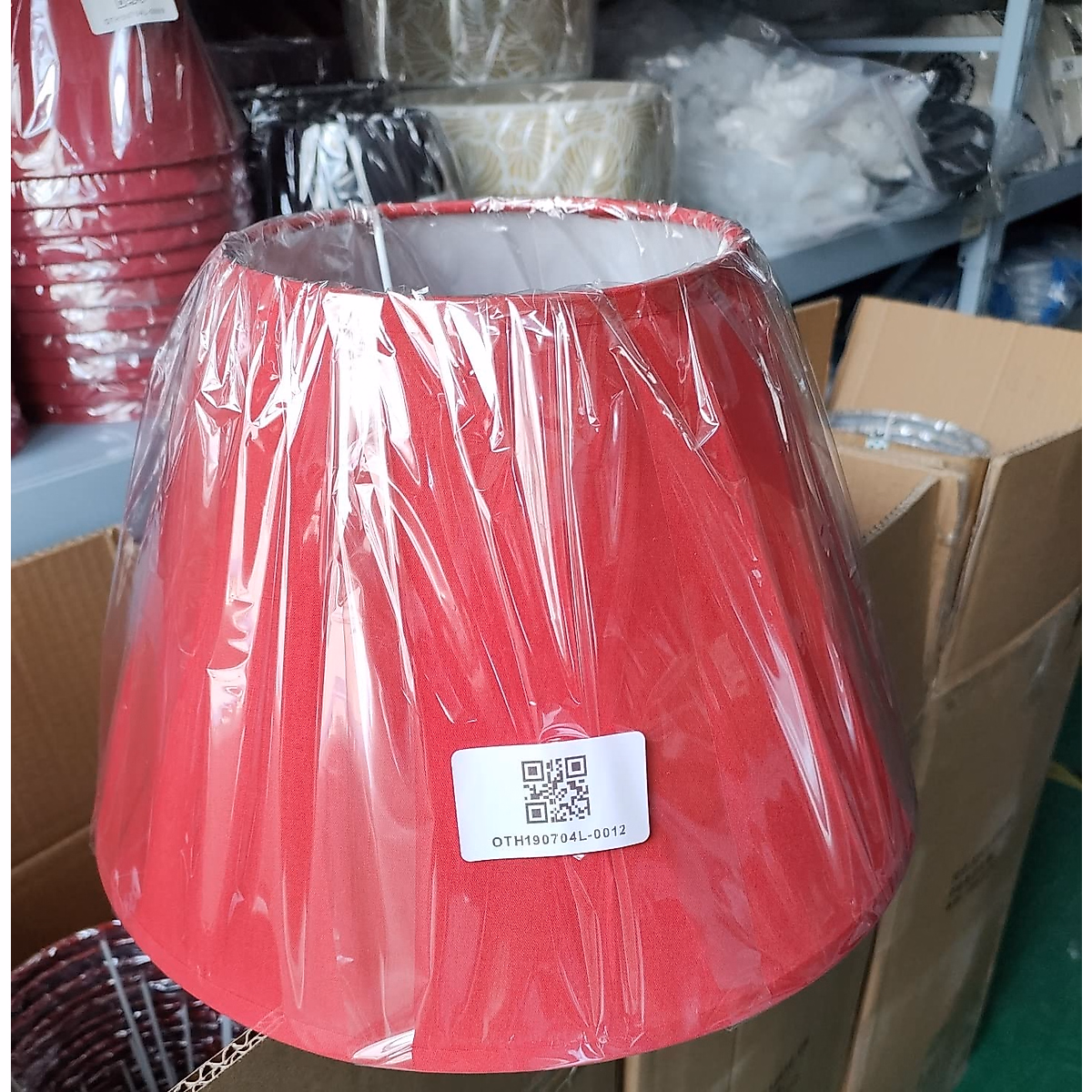 Othmro Red XLarge Lamp Shade Set of 2, 5.91 * 11.8 * 7.48 IN Drum Lampshades for Table Lamp Shades, Fabric Farmhouse Bell Lamp Shades for Table Lamps Lampshades, Lampshade for Bedroom Living Room