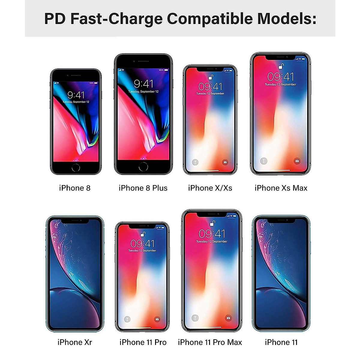 Charger Compatible with iPhone 12/13 iPhone 14 - MFi Apple Certified USB-C to Lightning Cable with Fast Wall Plug (18W) Quick Charging Power Adapter iPhone XR/iPhone 11/12/13/14 Pro Max