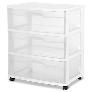STERILITE CORP 29308001 Drawer Cart, 3-Drawer, Plastic Drawer, Clear