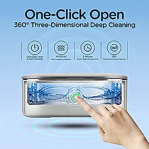 Ultrasonic Jewelry Cleaner Portable and Low Noise Ultrasonic Machine for Jewelry, Ring, Silver, Retainer, Eyeglass, Watch Bands, Coins, 500ML, 45KHz Ultrasound Cleaner Machine by VCUTECH (Light Grey)