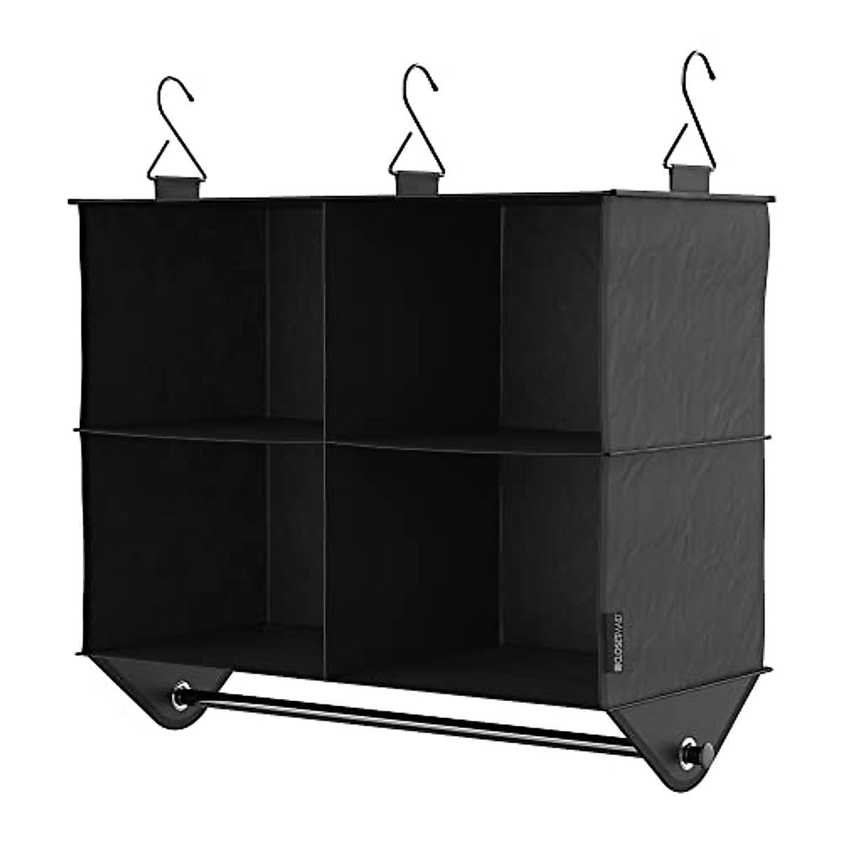 ClosetMaid 4-Shelf Fabric Hanging Closet Organizer with Garment Rod for Shirts, Sweaters, Pants, Hats, Shoes, Purses with Charcoal Black Finish