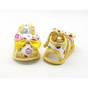 WUAI-Baby Shoes Infant Boys Girls Summer Sandals Rubber Sole Anti-Slip Sneakers Prewalkers First Walker Crib Shoes(Yellow,12~18 Month)