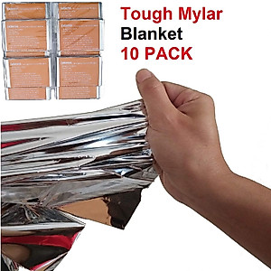 Leberna Emergency Blanket Survival Gear | Foil Mylar Thermal Blankets 63" x 87" inches (Pack of 10) | Big Double Sided Escape Tact Bivvy, | for NASA, Outdoors, Hiking, Space, Marathons First Aid Kit