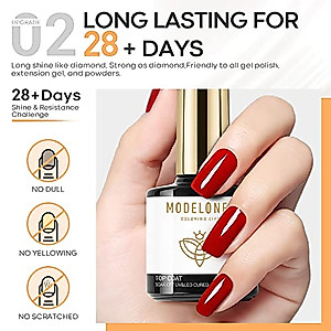 modelones Gel Top Base Coat Set 2 Pcs Gel Nail Polish No Wipe Gel Clear Top Coat Nail Lamp Need Long Lasting Shiny 10ml Gifts for Women