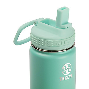 Takeya Actives Kids 14 oz Vacuum Insulated Stainless Steel Water Bottle with Straw Lid, Seafoam