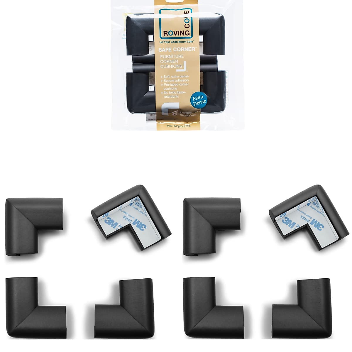 18ft Edge 16 Corners - Bundle & Save - RovingCove HeftyFit Edge Corner Guards (18ft Edge 8 Corners, Onyx Black) + RovingCove HeftyFit Corner Guards (8 Corners, Onyx Black)