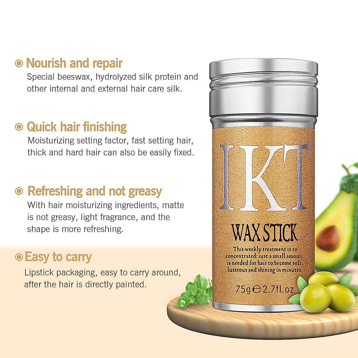 Hair Wax Stick, Wax Stick for Hair, Slick Stick for Hair Non-greasy Styling Hair Pomade Stick, Strong Hold Makes Hair Look Neat and Tidy