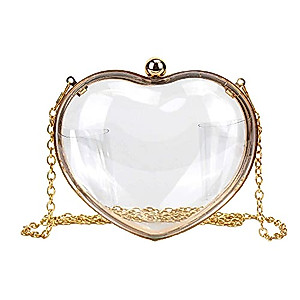Buddy Supplies Women Acrylic Transparent Clutch Purse Heart Shape Shoulder Bag Party Chain Handbags
