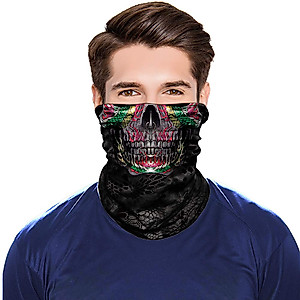 TERNNK Seamless Neck Gaiter Shield Scarf Bandana Face Mask Seamless UV Protection for Motorcycle Cycling Riding Running Headbands (A-01)