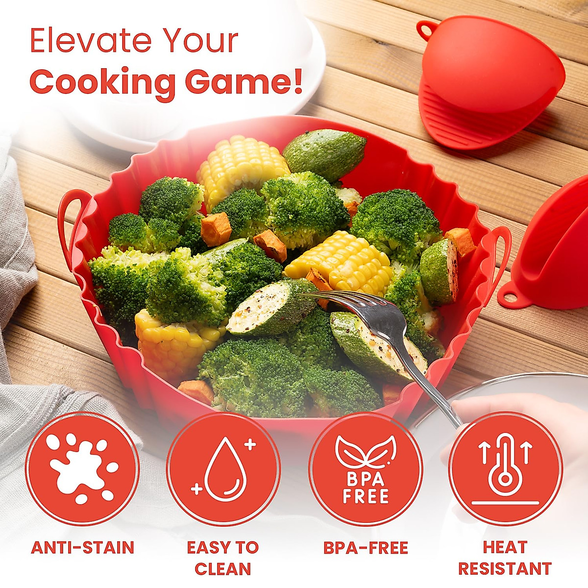 Silicone Air Fryer Liners for Ninja Air Fryer AF101 4QT, AF161/AF150 5.5, For Gourmia, Power XL, COSORI, Instant Pot, Fabuletta, Phillipe Air Fryer 4QT and 3-6 QT Airfryer, Better than Paper Liners