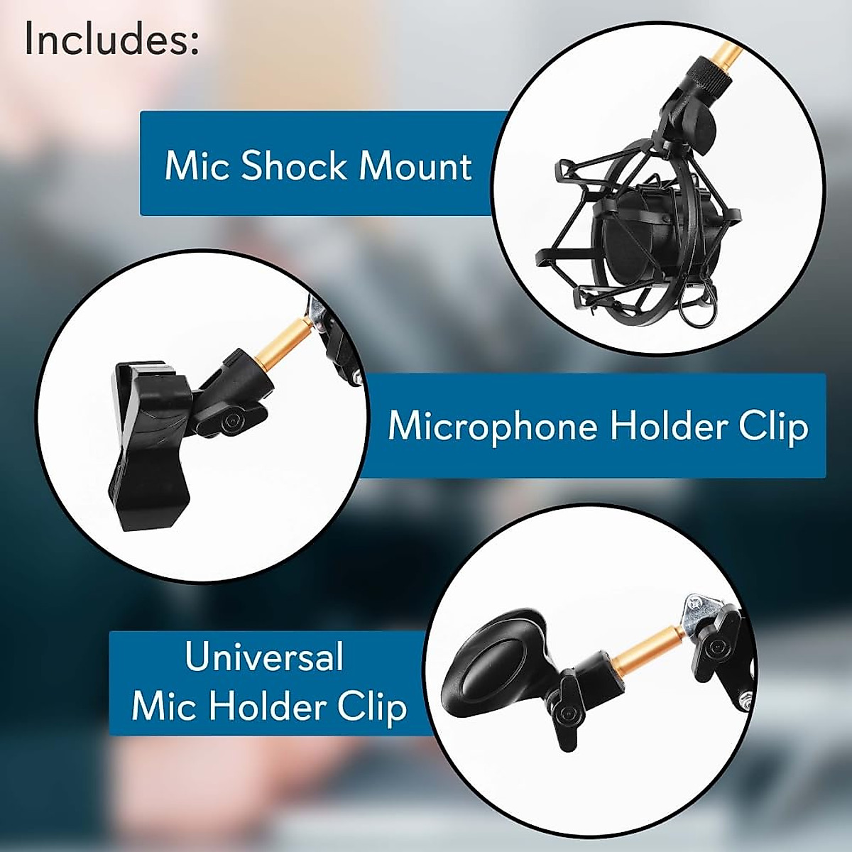 Pyle Suspension Microphone Boom Pro-Desktop Scissor Mic Stand Spring Arm with Shock Mount (PMKSH04)