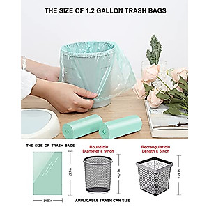1.2 Gallon Small Trash Bags Garbage Bags, AYOTEE Mini Compostable Strong Bathroom Wastebasket Can Liners trash Bags for Home Office Kitchen fit 5 Liter 5L,1 Gal,Green