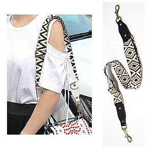 Adjustable Handbag Strap Replacement Guitar Style Canvas 36"-54" Crossbody Strap for Handbags (White)