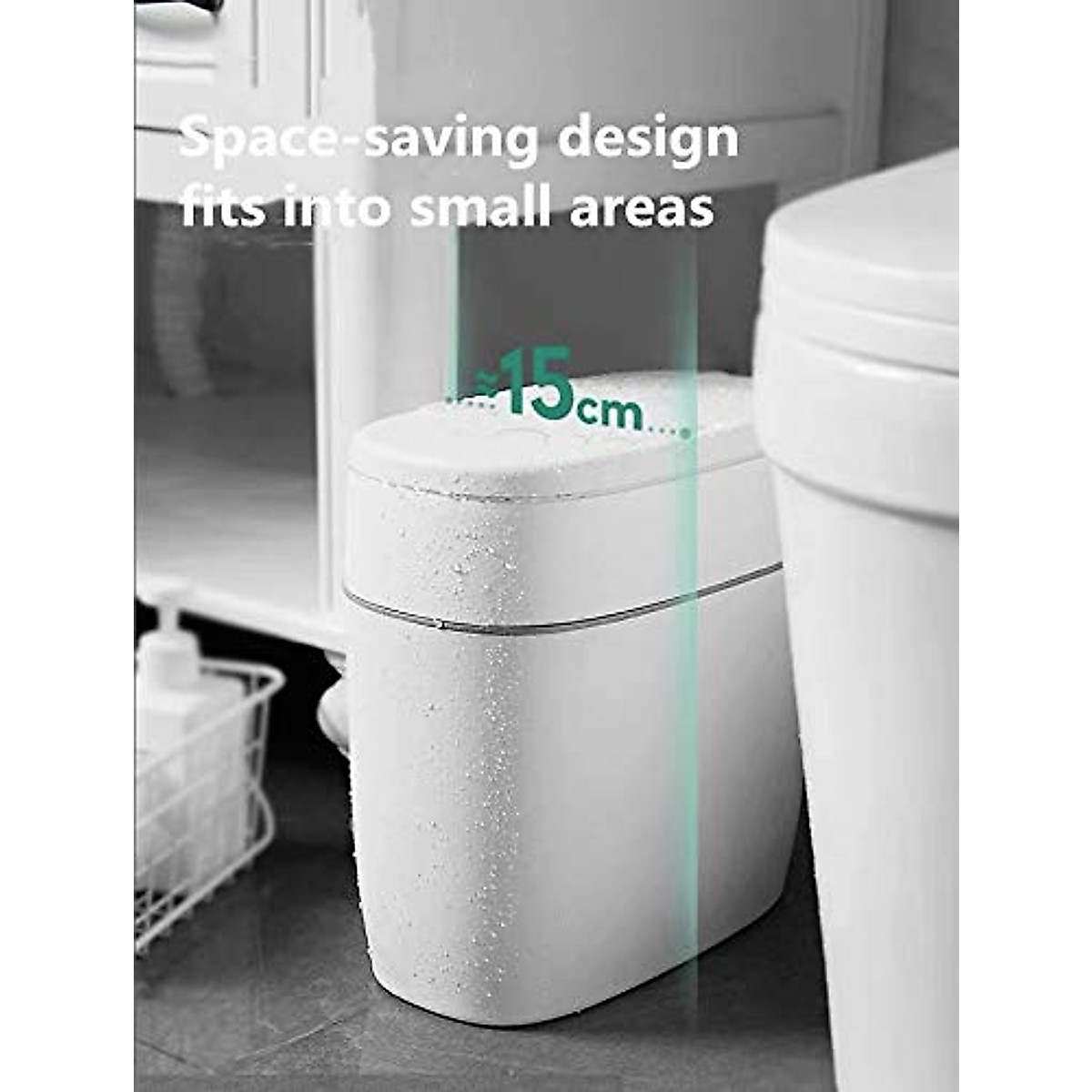 CY craft Plastic Trash Can with Lid,10L/2.6 Gallon Garbage Can,Modern Waste Basket Thin Trash Cans for Bathroom,Living Room,Office,Kitchen and Narrow Spaces,White