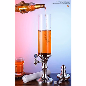 NOMAL Tabletop Wine Beer Tower Beverage Juice Dispenser with LED Colorful Shinning Lights for Bar Party Restaurant KTV Barbecue Restaurant (Silver,1.5L)