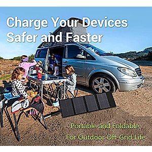 30W Portable Solar Panel, Folding Camping Solar Panel Mobile Charger, DC 12V, USB 2.0 5V, USB3.0 9V Compatible with Solar Generators Power Stations for Camping, Cell Phone, Tablet, RV, Hiking (Black)
